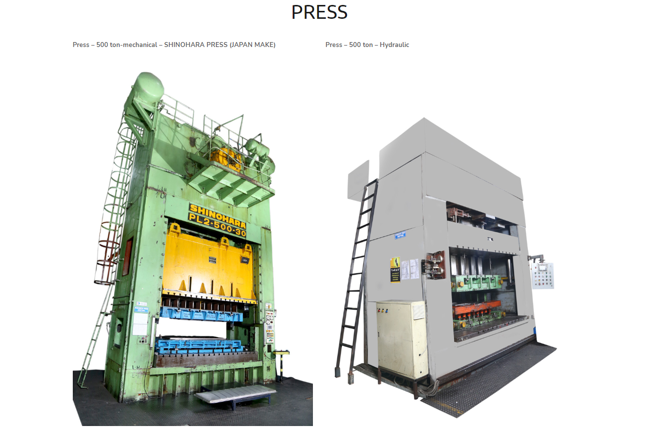 MACHINERY – PSR TOOLINGS AND STAMPINGS PVT LTD